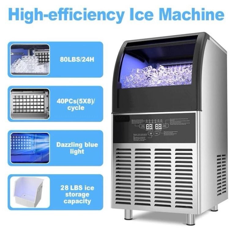 Commercial Ice Maker 45kgs/24H, Stainless Steel Ice Machine with 15kgs ...